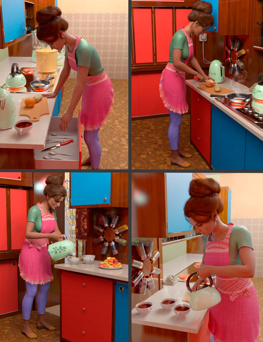 Retro Apartment Poses for Genesis 8 | Daz 3D