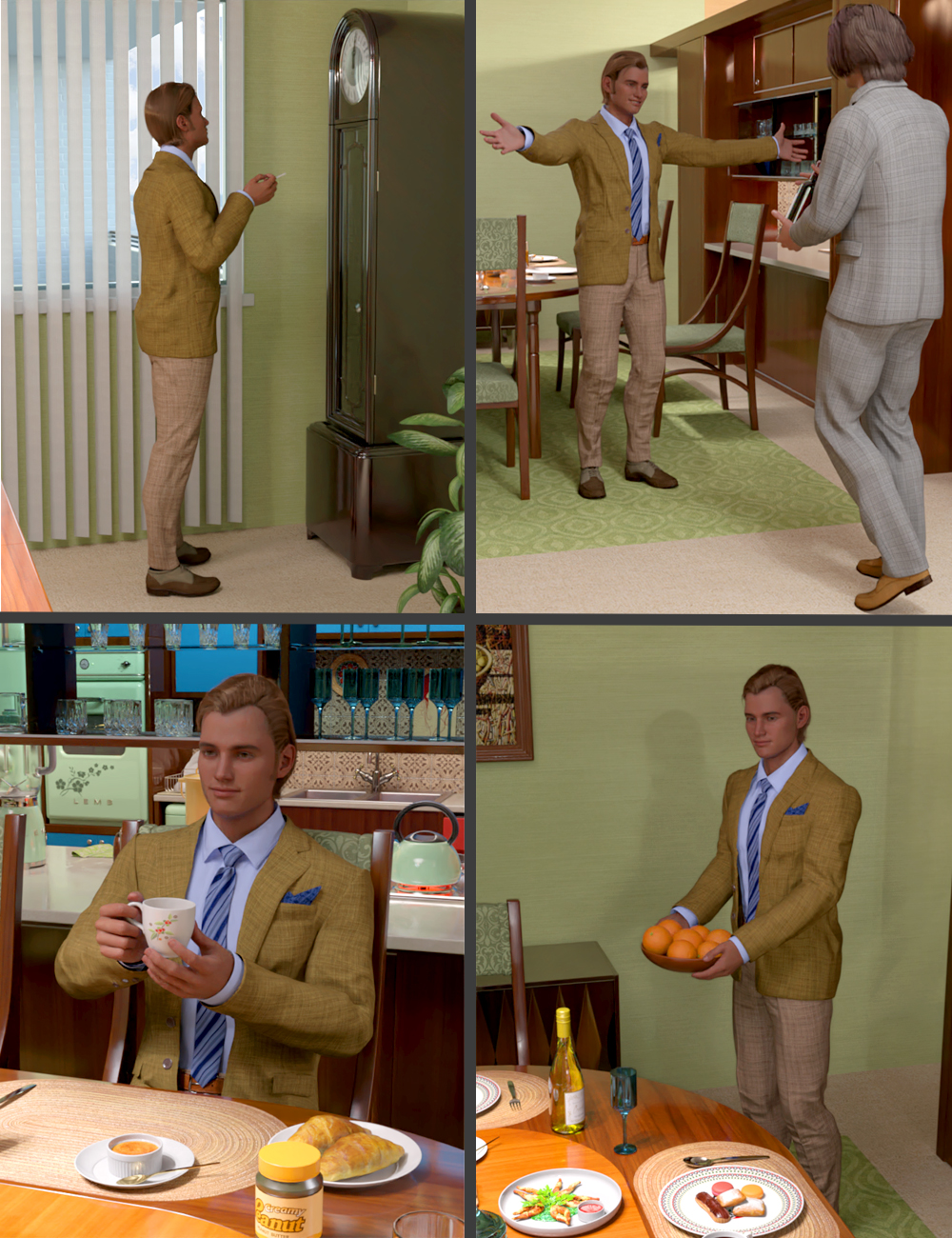 Retro Apartment Poses for Genesis 8 | Daz 3D