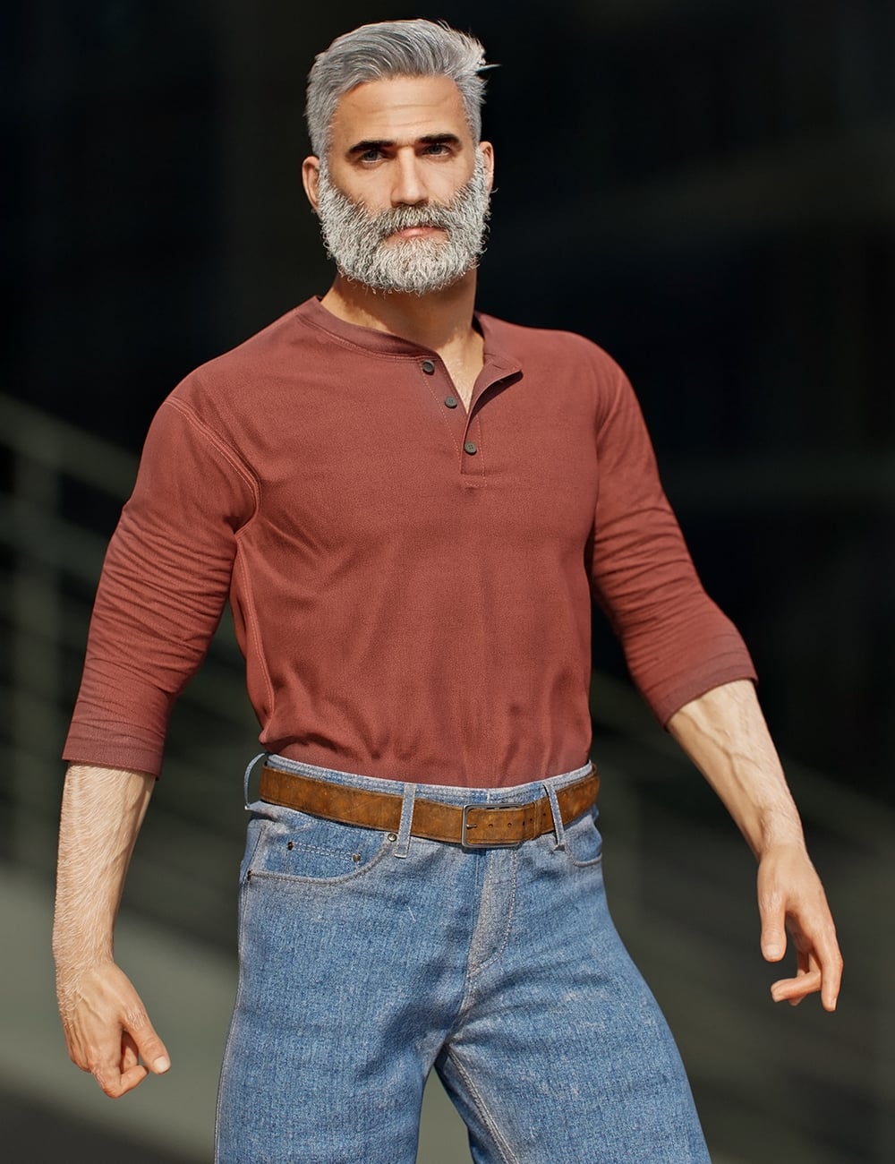 MI Henley Casual Outfit for Genesis 8 and 8.1 Males | Daz 3D