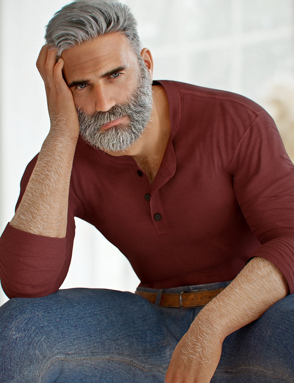 MI Henley Casual Outfit for Genesis 8 and 8.1 Males | Daz 3D