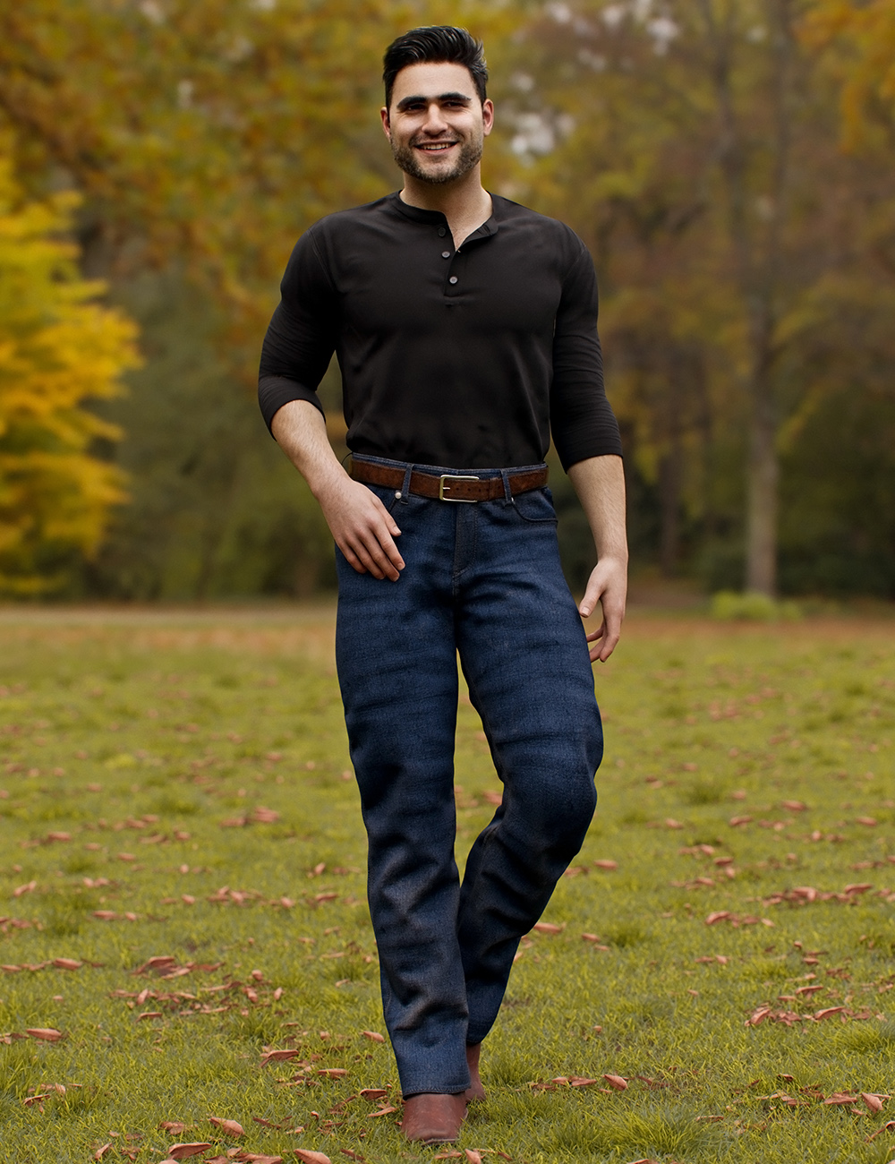 MI Henley Casual Outfit for Genesis 8 and 8.1 Males | Daz 3D