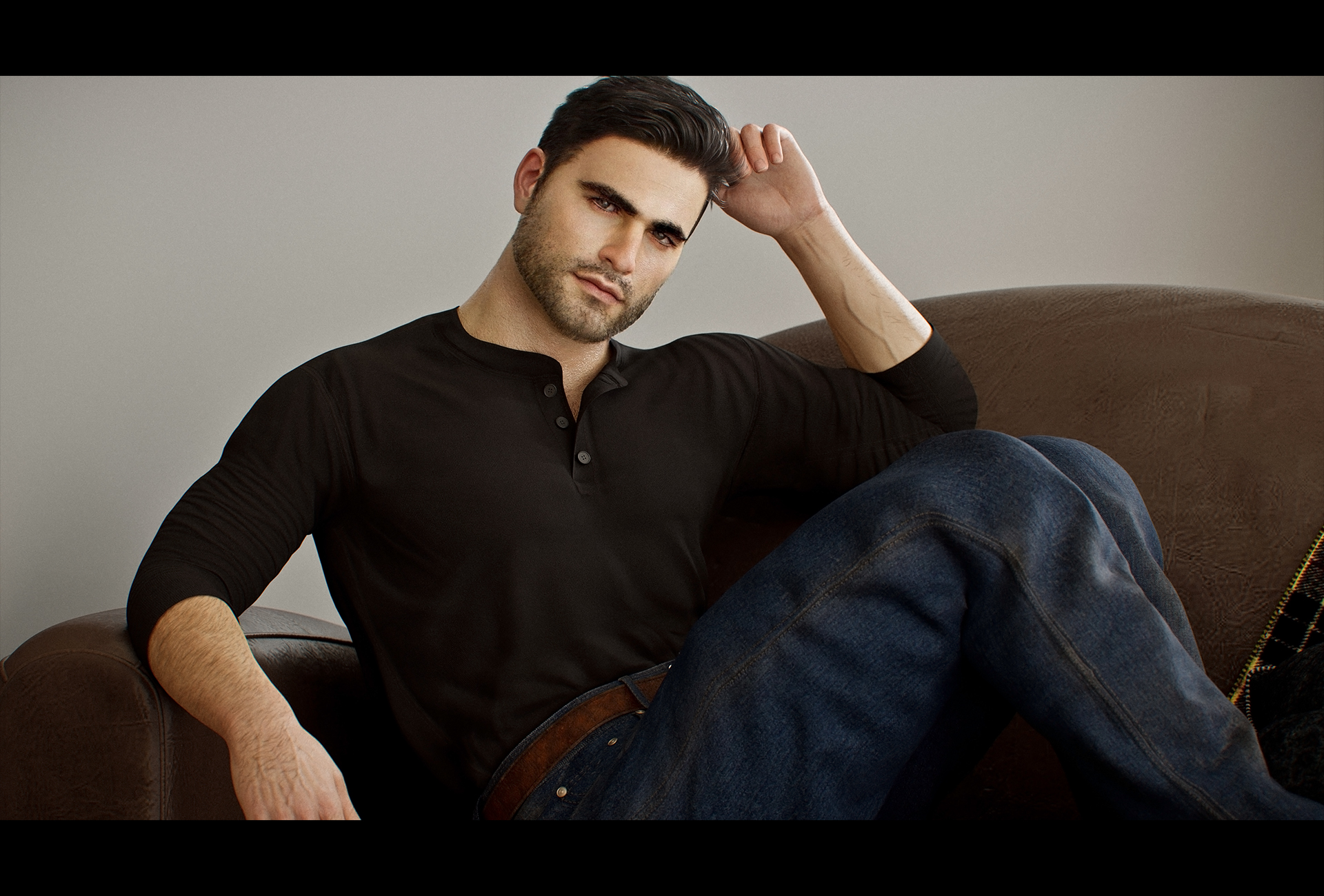 MI Henley Casual Outfit for Genesis 8 and 8.1 Males | Daz 3D