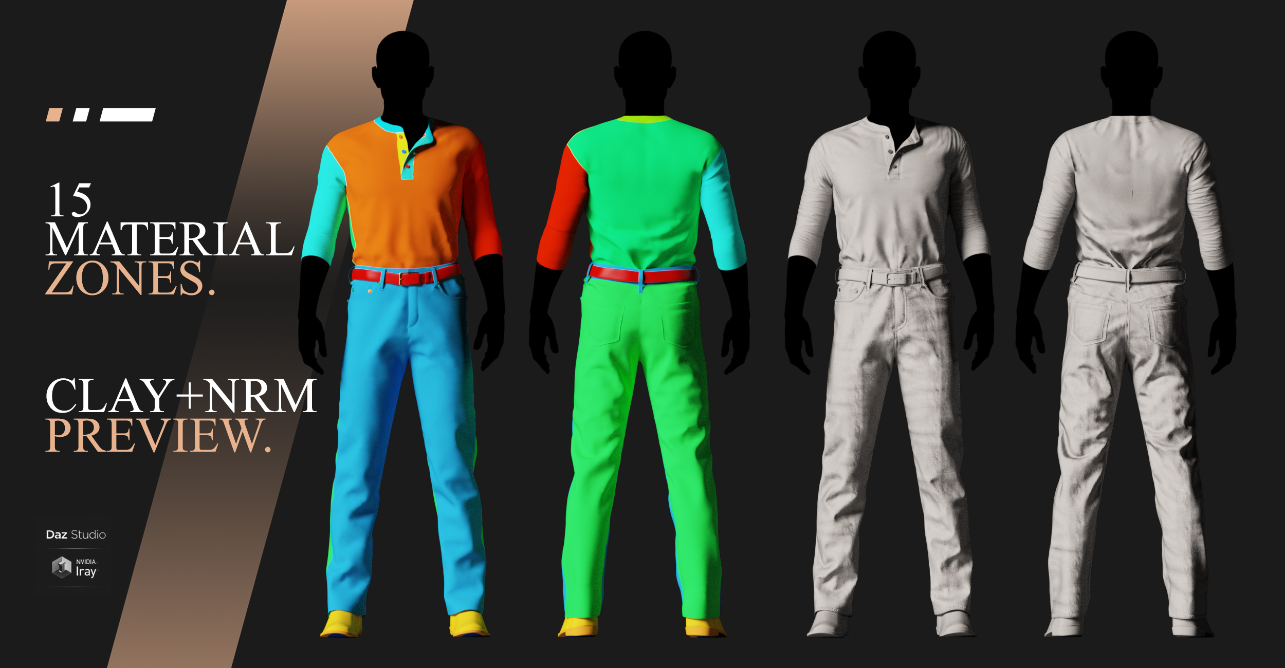 MI Henley Casual Outfit for Genesis 8 and 8.1 Males | Daz 3D