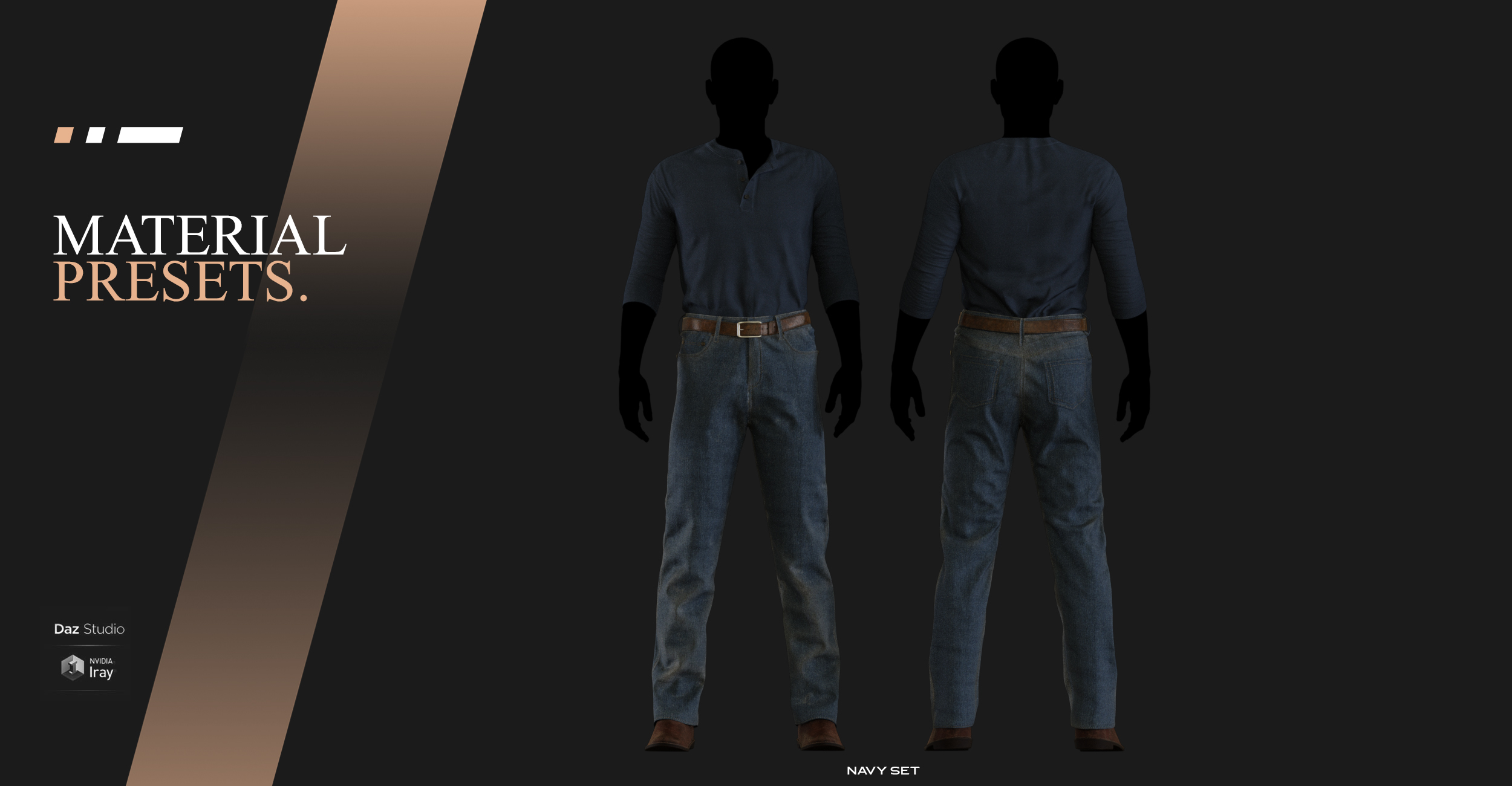MI Henley Casual Outfit for Genesis 8 and 8.1 Males | Daz 3D