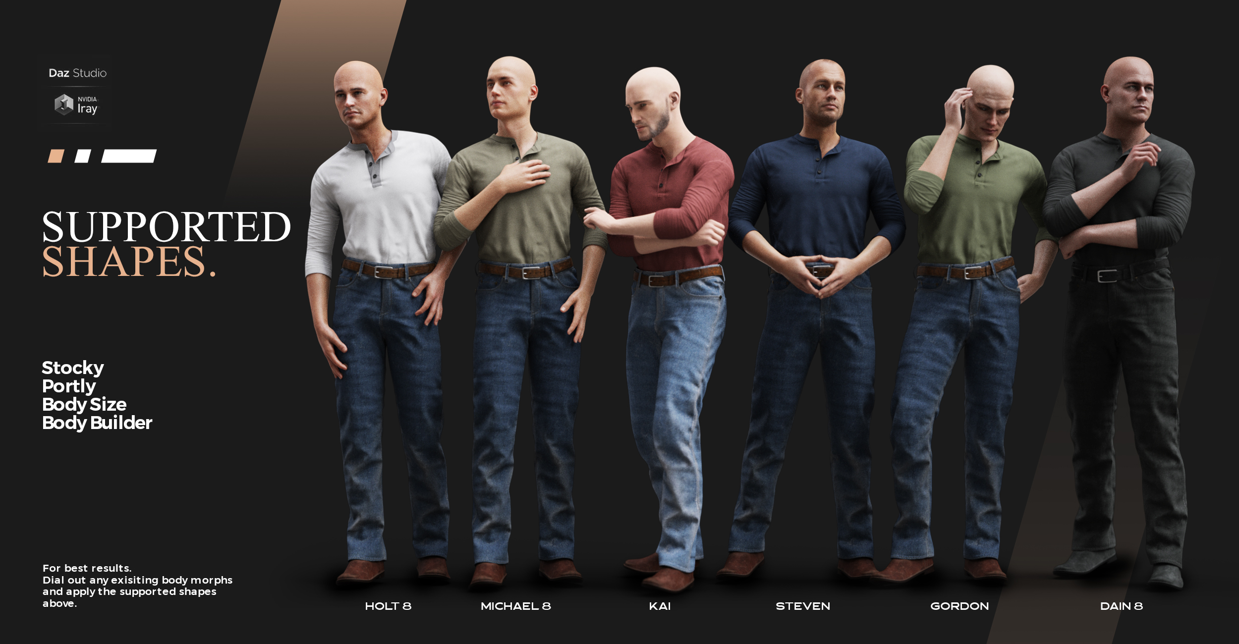 MI Henley Casual Outfit for Genesis 8 and 8.1 Males | Daz 3D