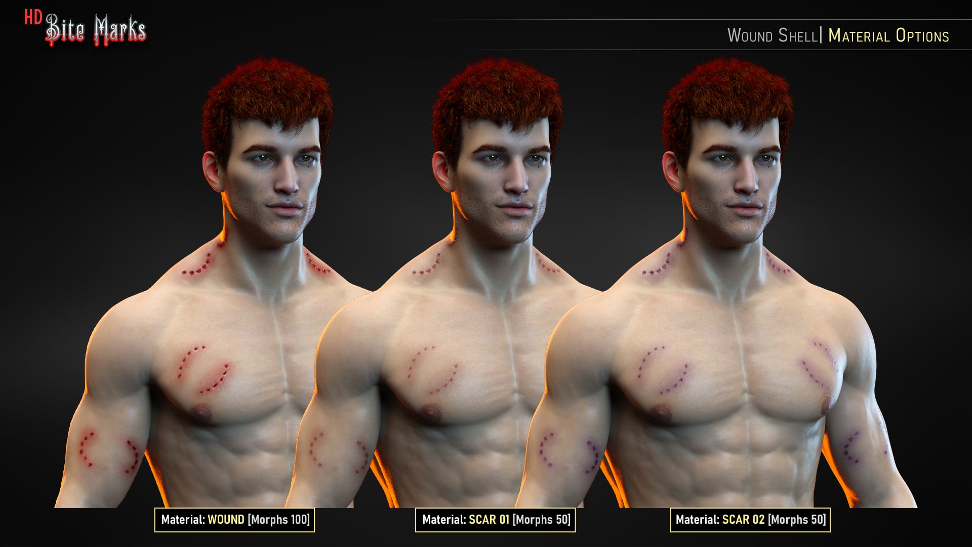HD Bite Marks for Genesis 8 and 8.1 Males | Daz 3D