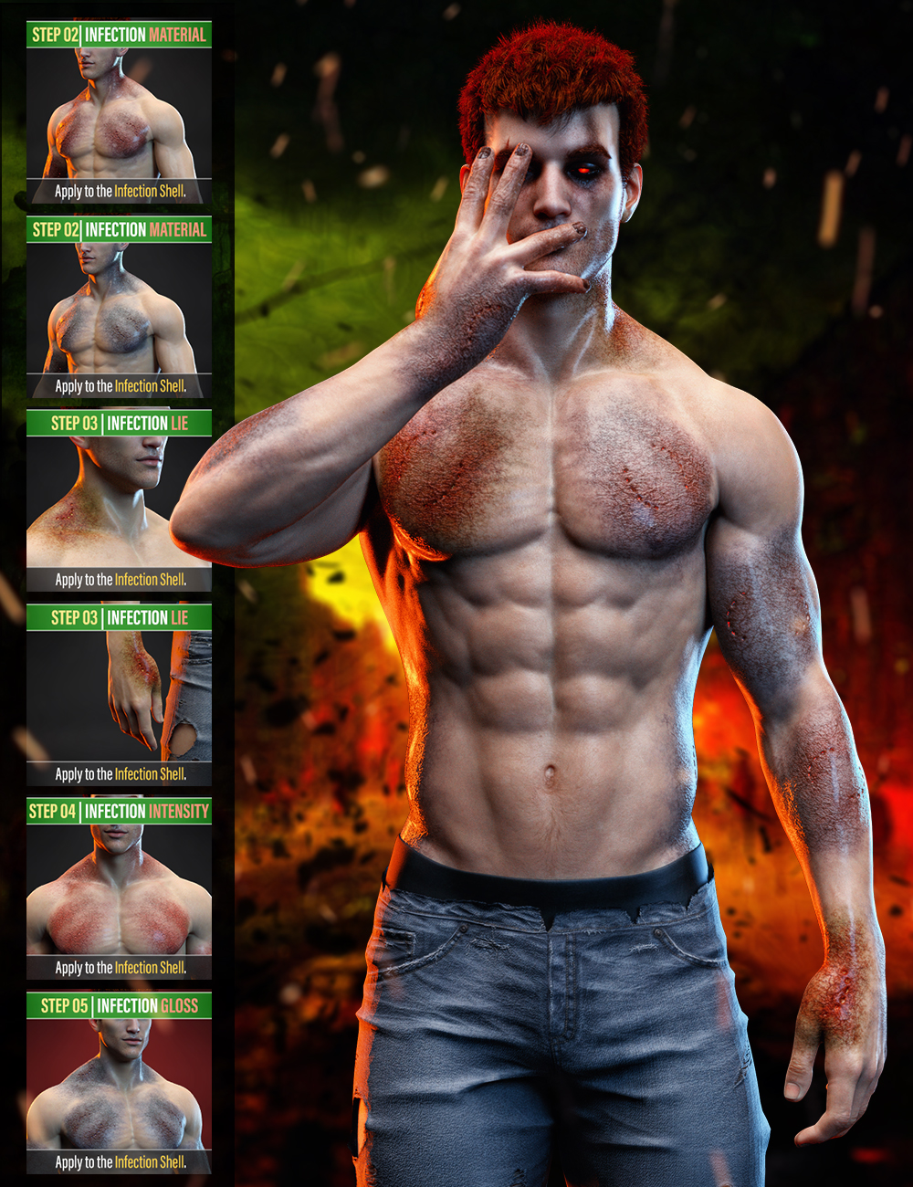 Hd Bite Marks Infected Add On For Genesis 8 And 8 1 Males Daz 3d