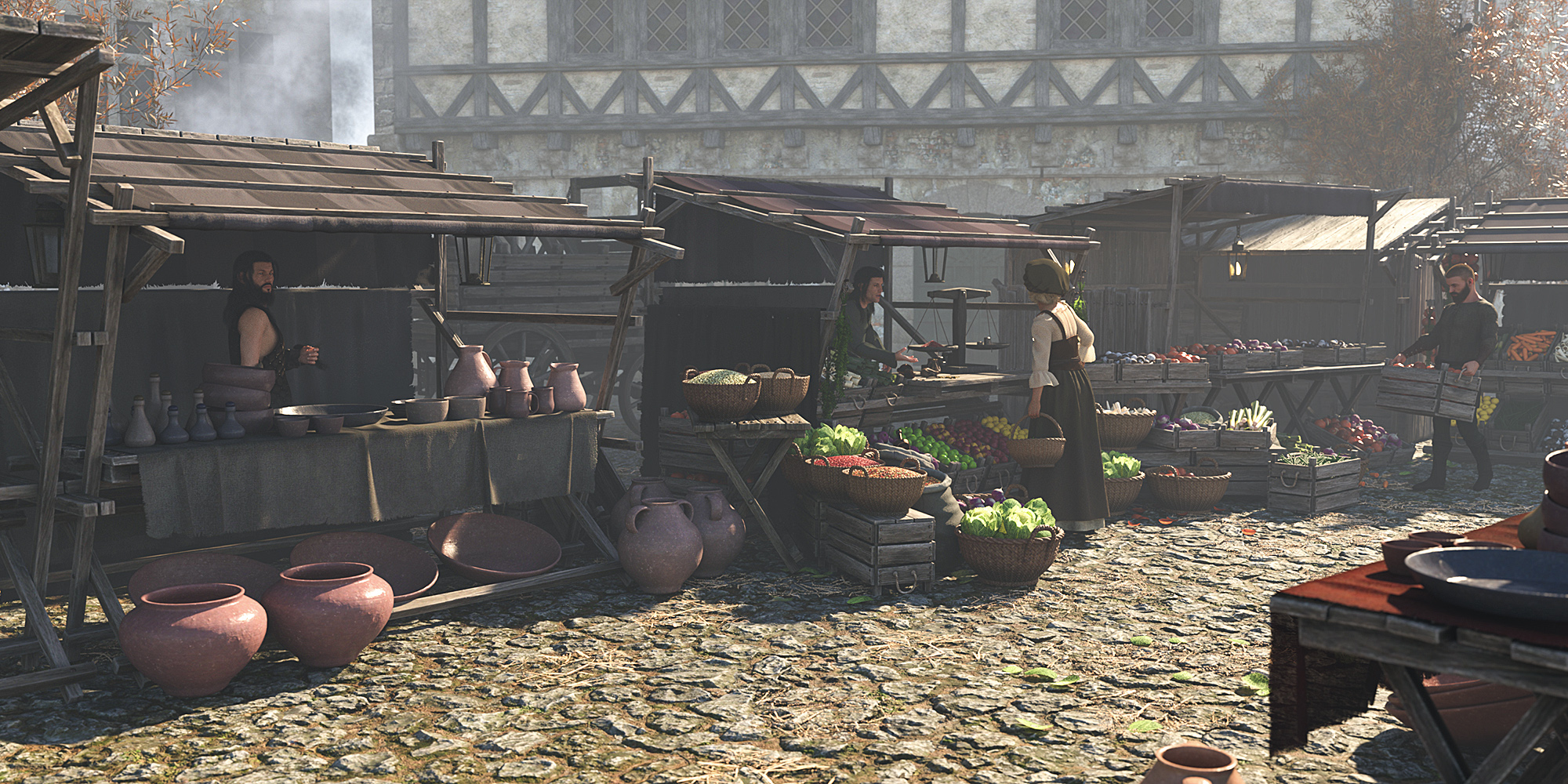 Medieval Roadside Merchant Stalls | Daz 3D