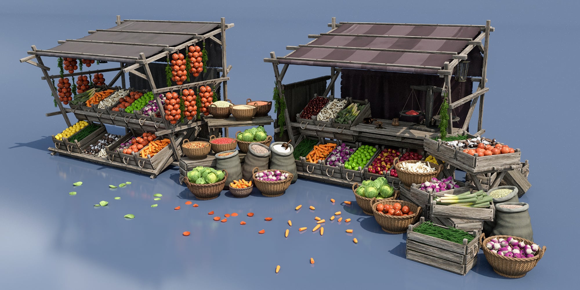Medieval Roadside Merchant Stalls | Daz 3D