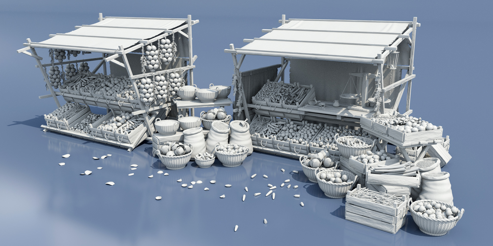 Medieval Roadside Merchant Stalls | Daz 3D