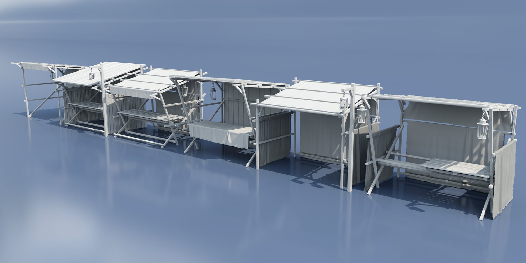 Medieval Roadside Merchant Stalls | Daz 3D