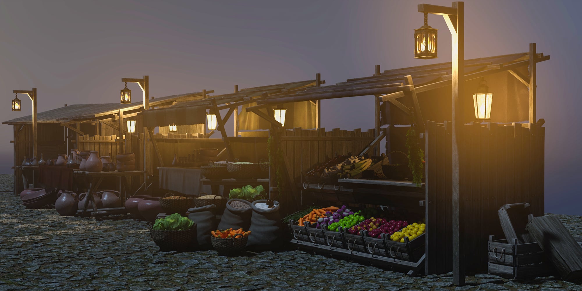 Medieval Roadside Merchant Stalls | Daz 3D
