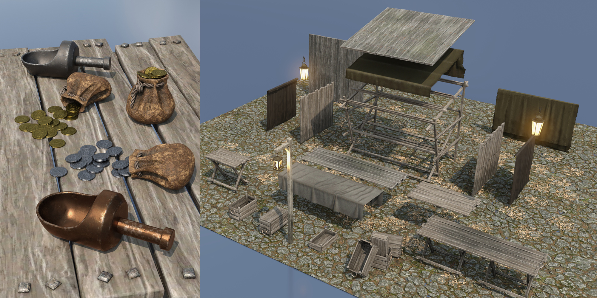 Medieval Roadside Merchant Stalls | Daz 3D