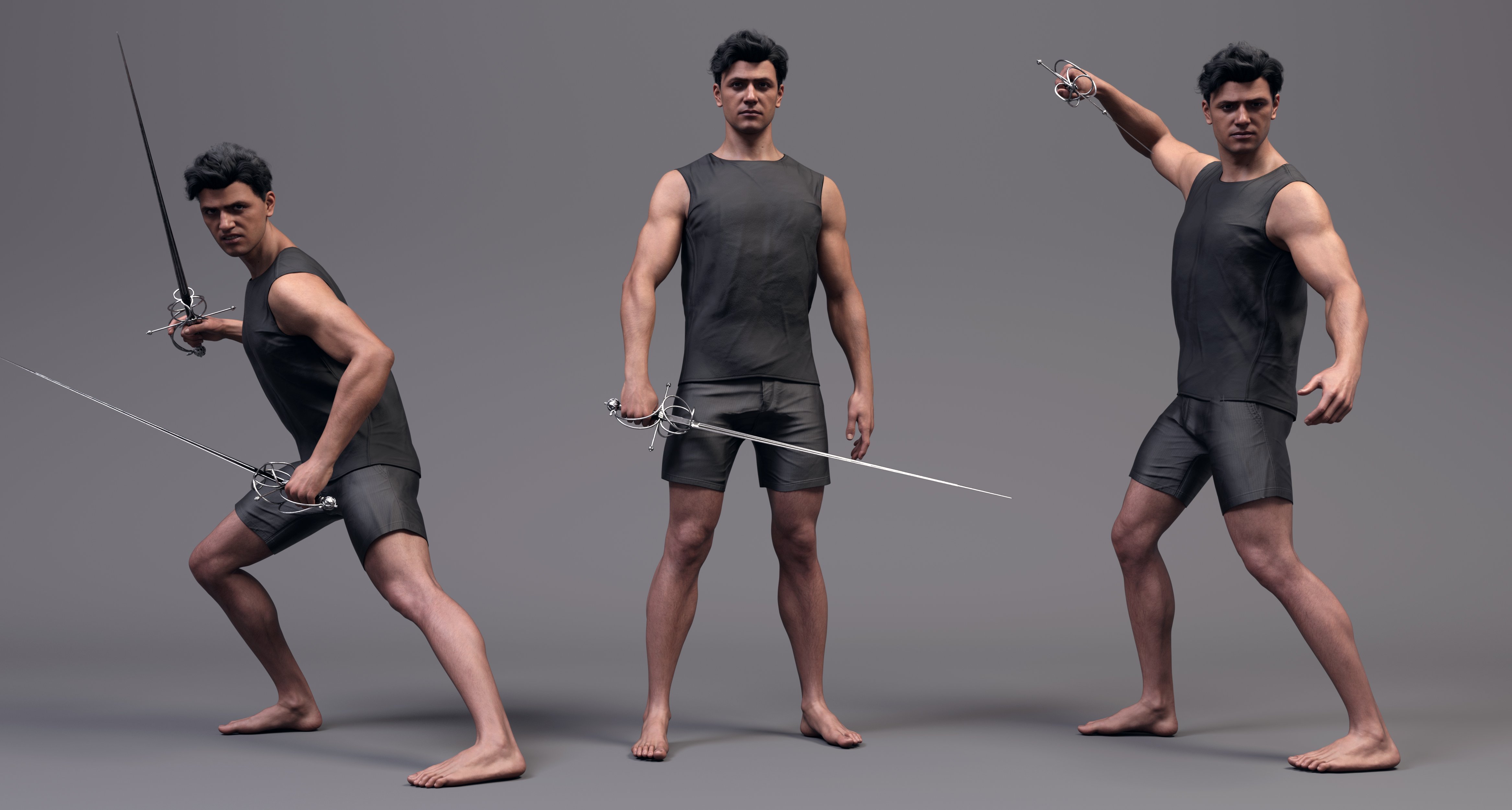 Knights Dynasty Sword and Gun Poses for Genesis 9 | Daz 3D