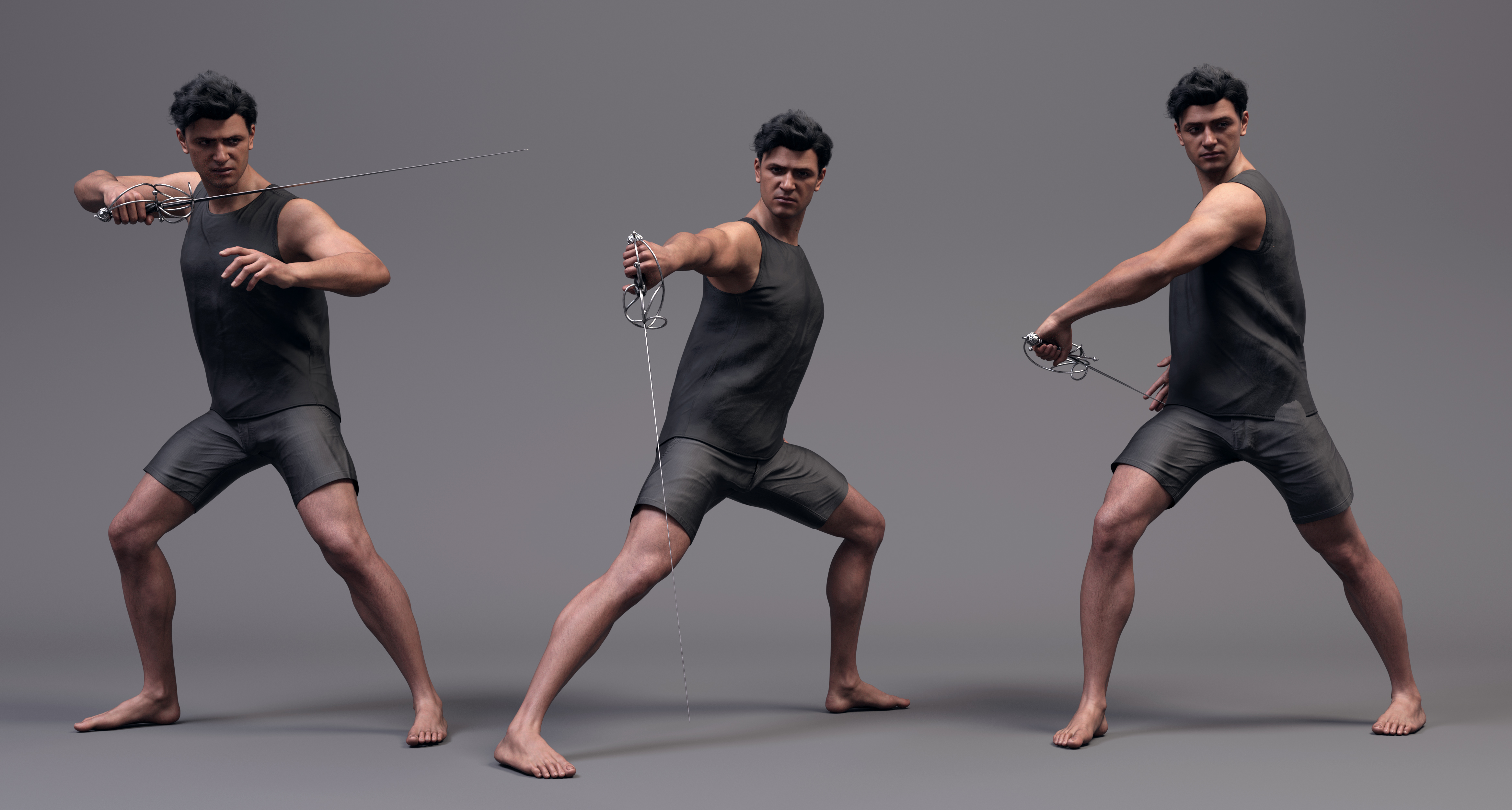 Knights Dynasty Sword and Gun Poses for Genesis 9 | Daz 3D