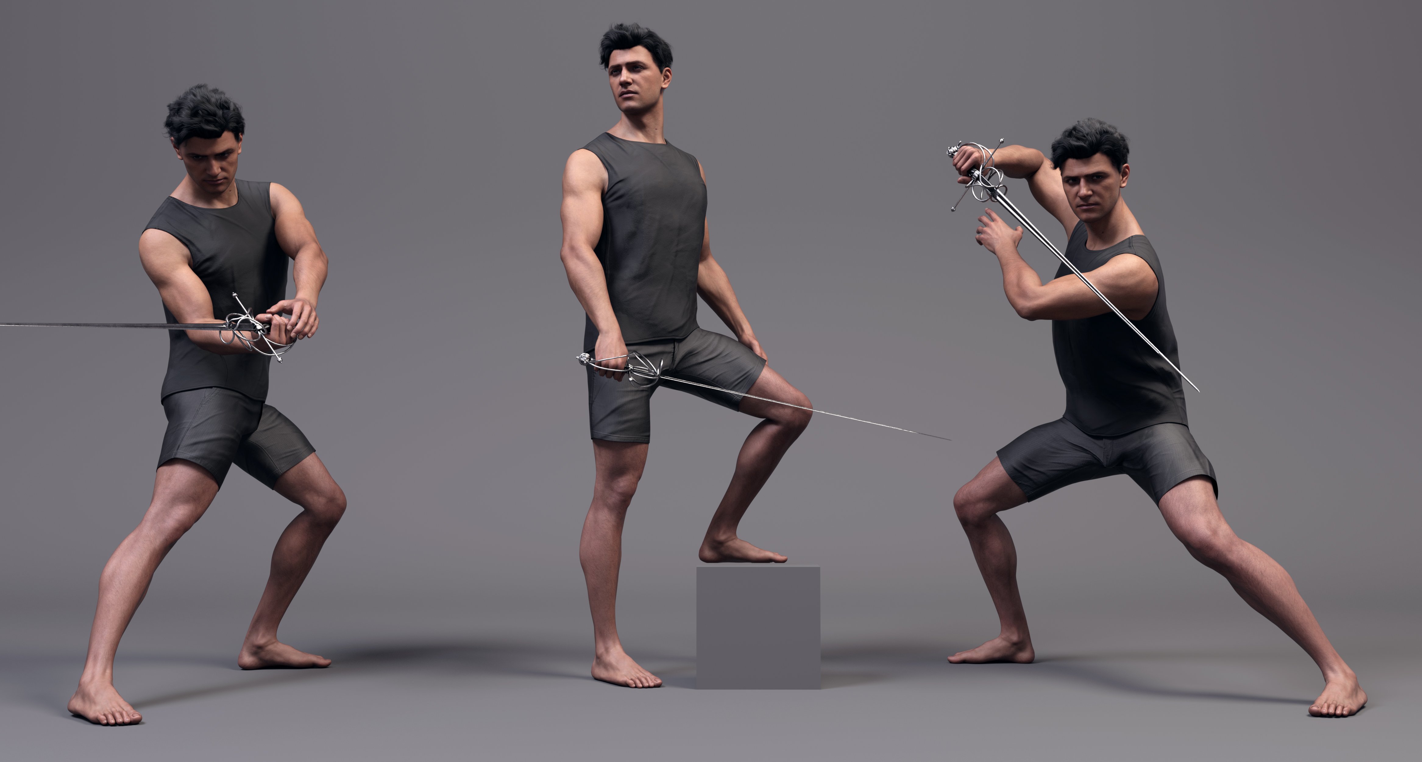 Knights Dynasty Sword and Gun Poses for Genesis 9 | Daz 3D