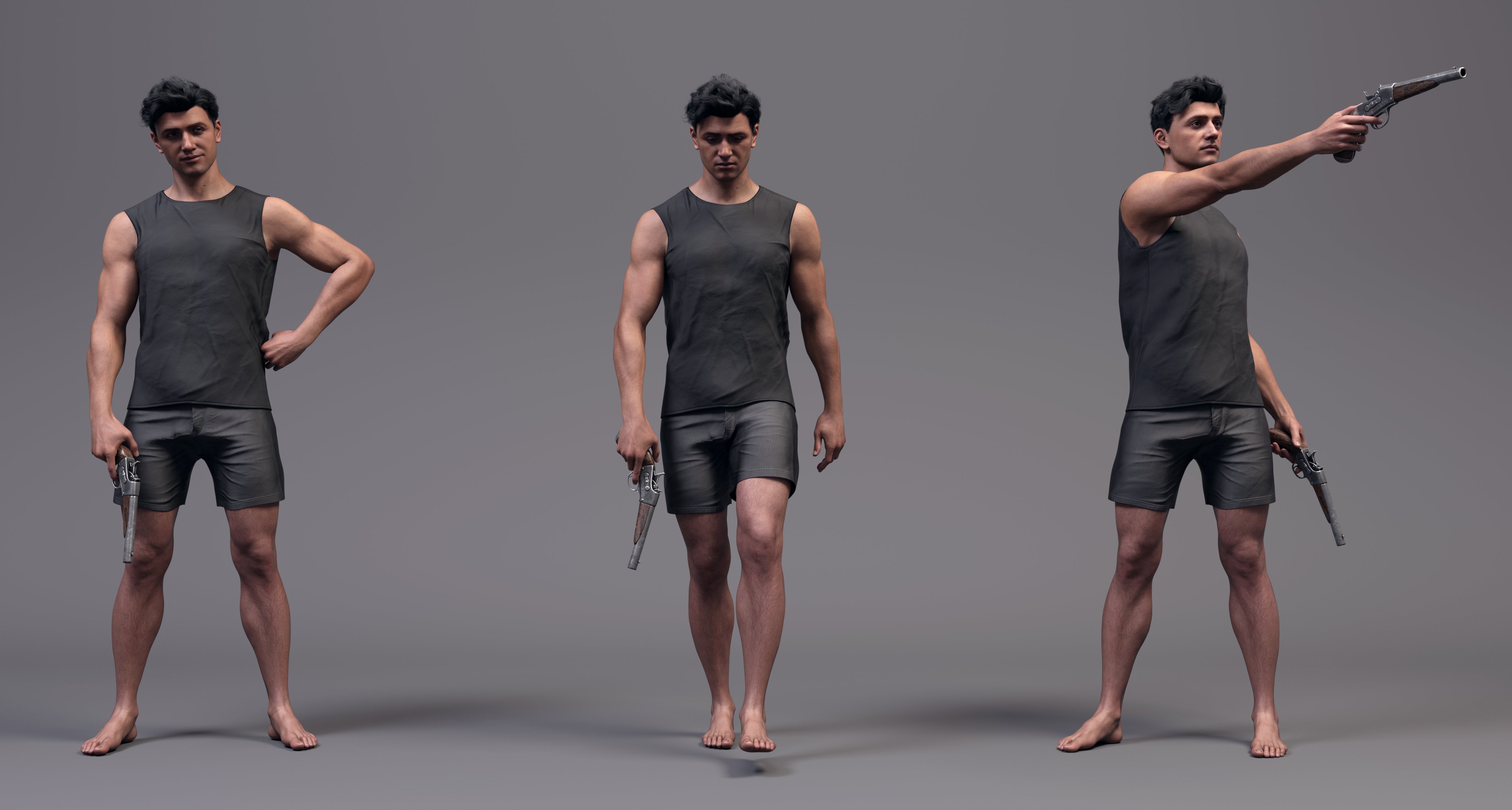 Knights Dynasty Sword and Gun Poses for Genesis 9 | Daz 3D