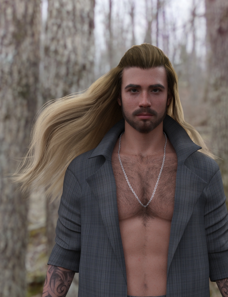 Antonio dForce Long Hair and Beard for Genesis 8 and 8.1 Male and ...