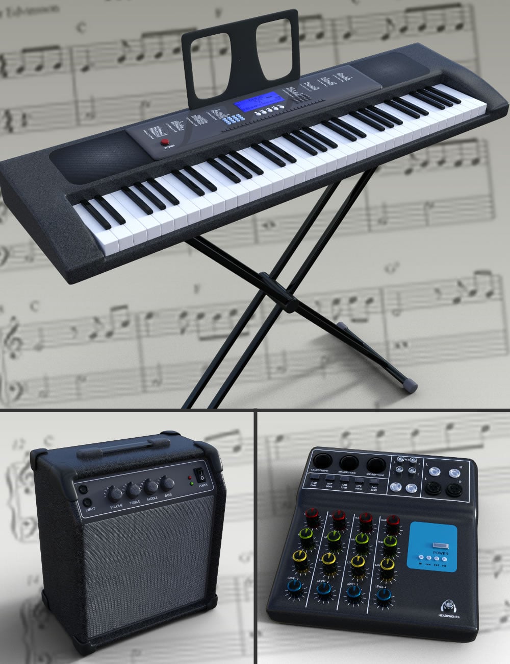 Hobby Props Music | Daz 3D