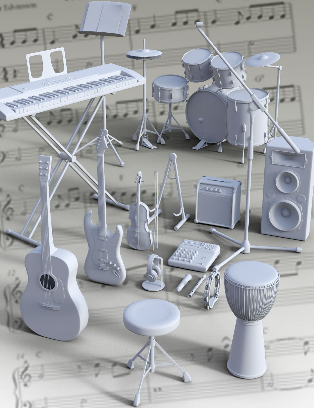 Hobby Props Music | Daz 3D