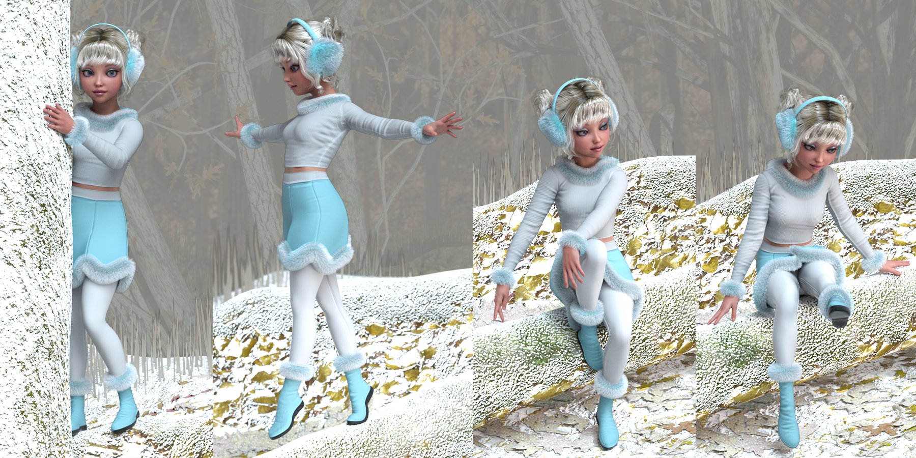 Into the Woods Poses for Pixie 9 and Fall Woods Vignette | Daz 3D