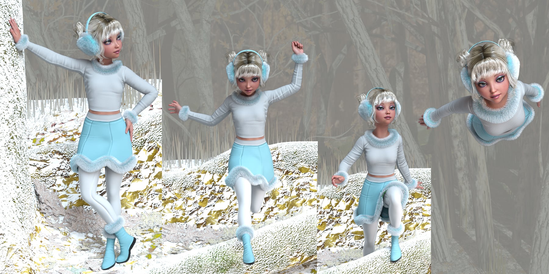 Into the Woods Poses for Pixie 9 and Fall Woods Vignette | Daz 3D