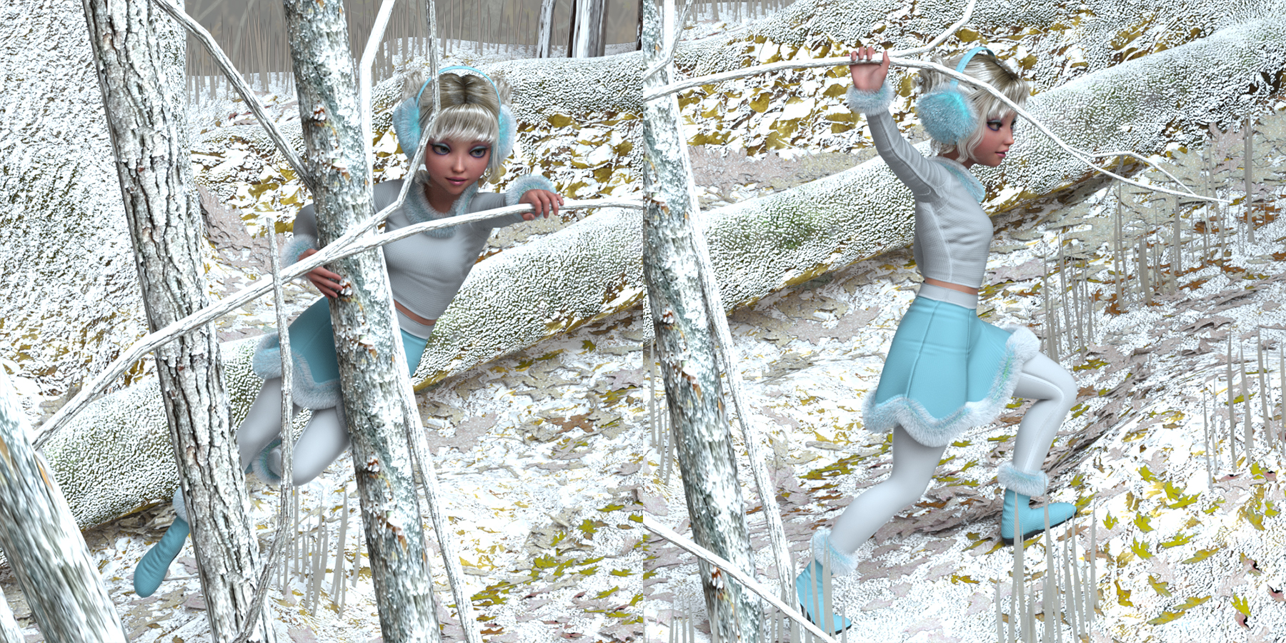Into the Woods Poses for Pixie 9 and Fall Woods Vignette | Daz 3D