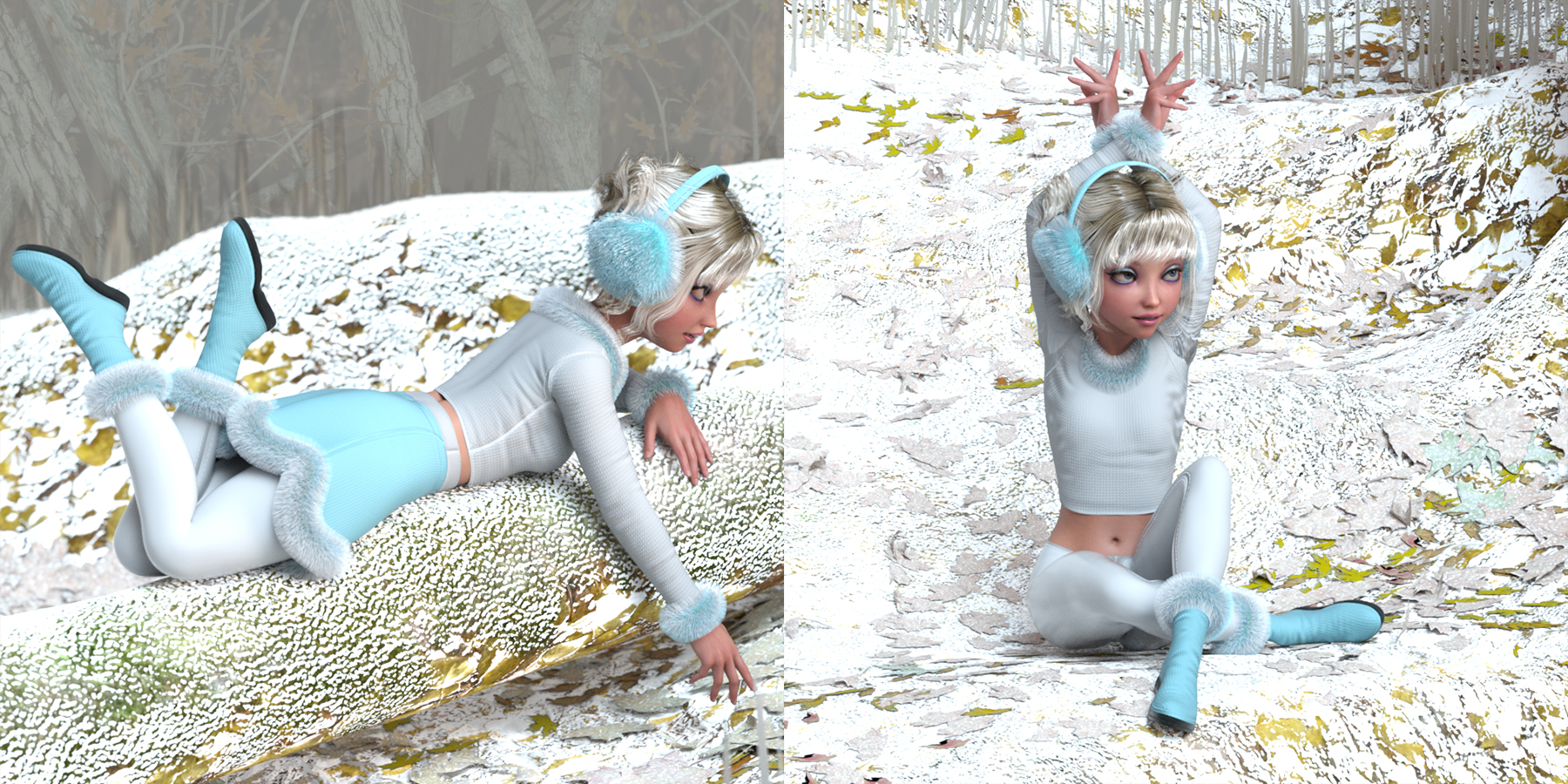 Into the Woods Poses for Pixie 9 and Fall Woods Vignette | Daz 3D