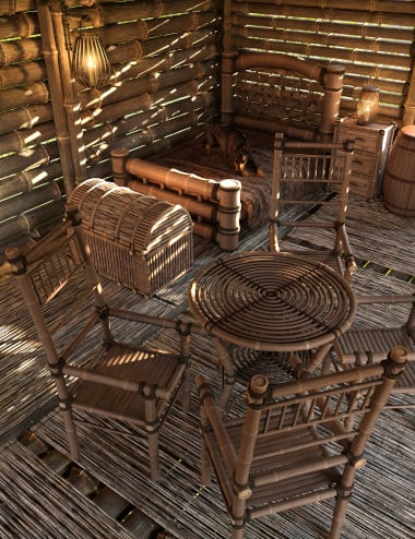 Rustic Bamboo Furniture | Daz 3D
