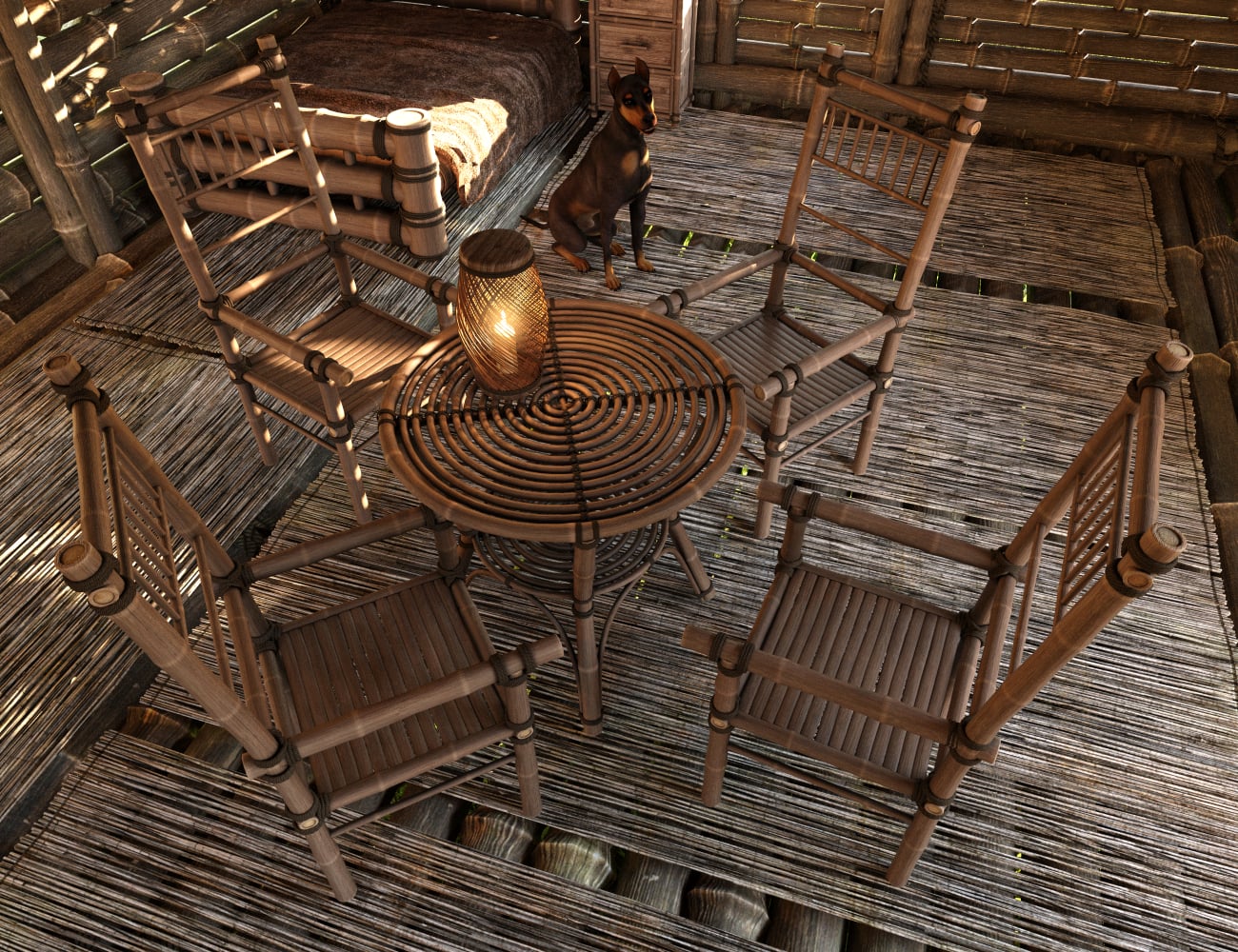 Rustic Bamboo Furniture | Daz 3D