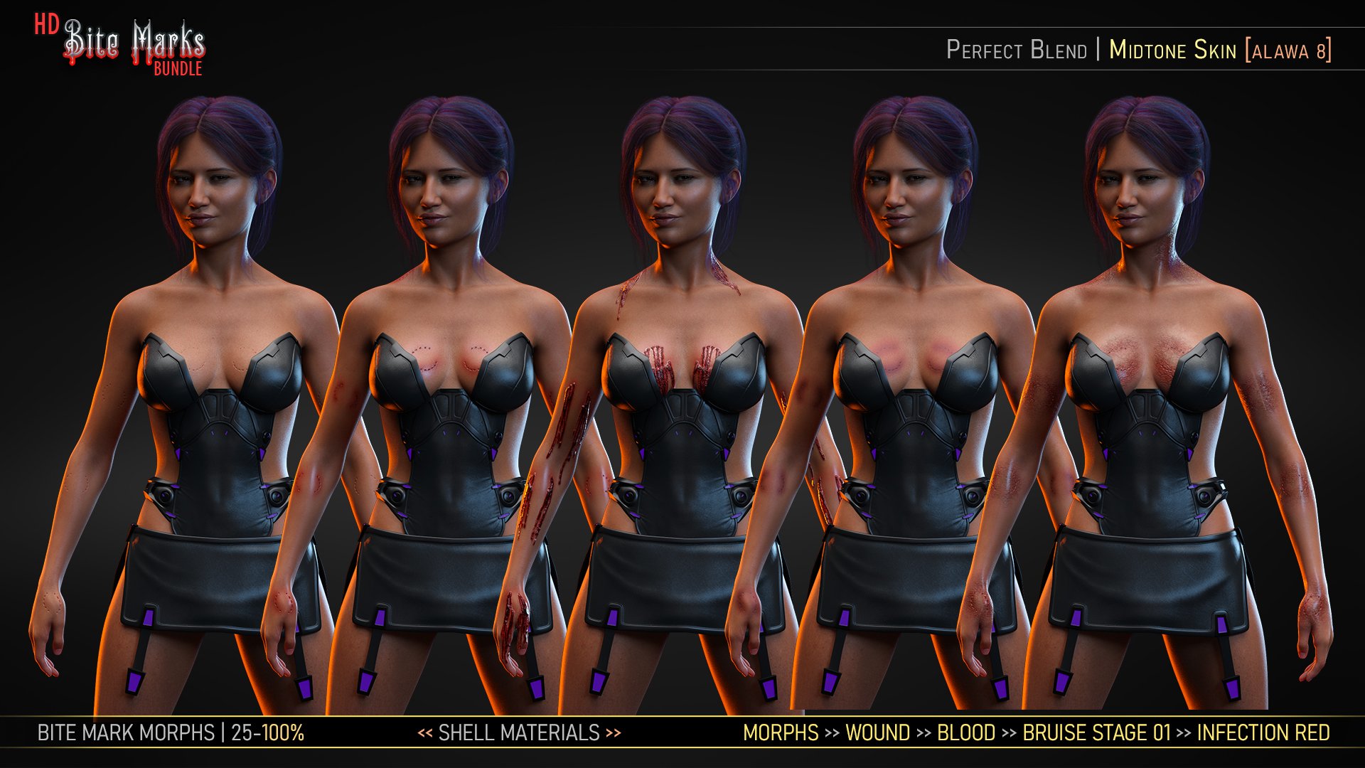 HD Bite Marks Bundle for Genesis 8 and 8.1 Female | Daz 3D