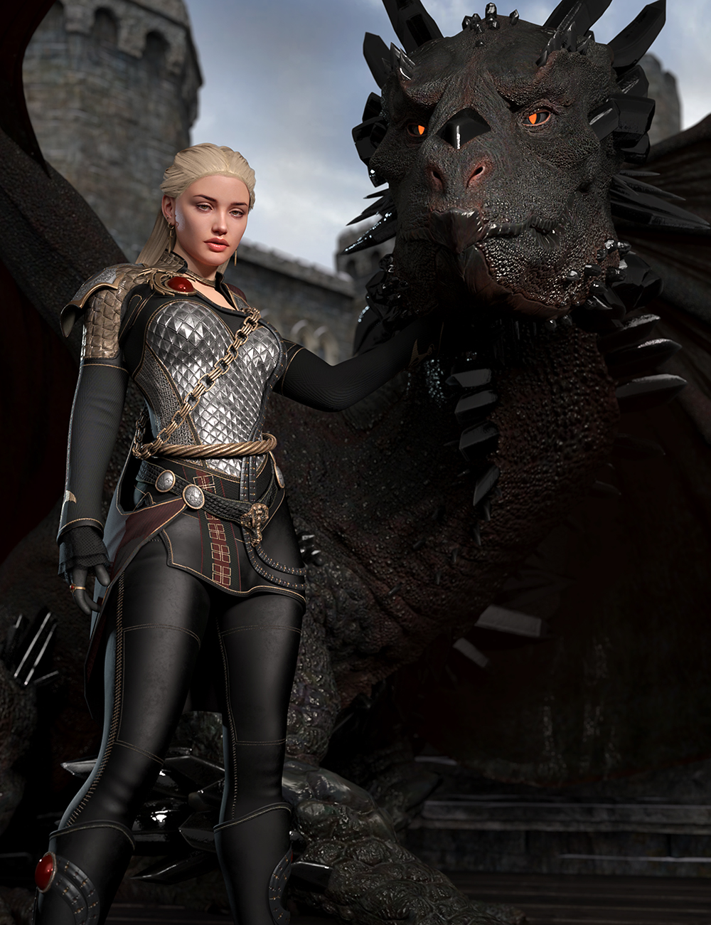dForce Dragon Rider Royal Add-On for Dragon Rider Outfit | Daz 3D