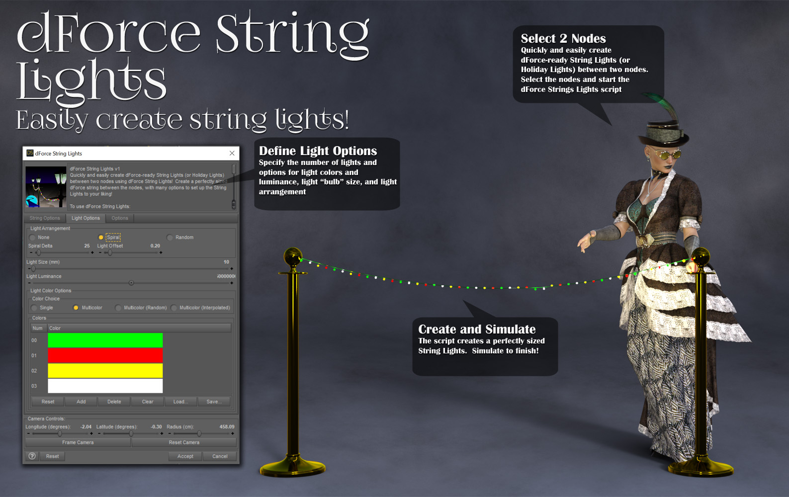 dForce Strings and String Lights | Daz 3D