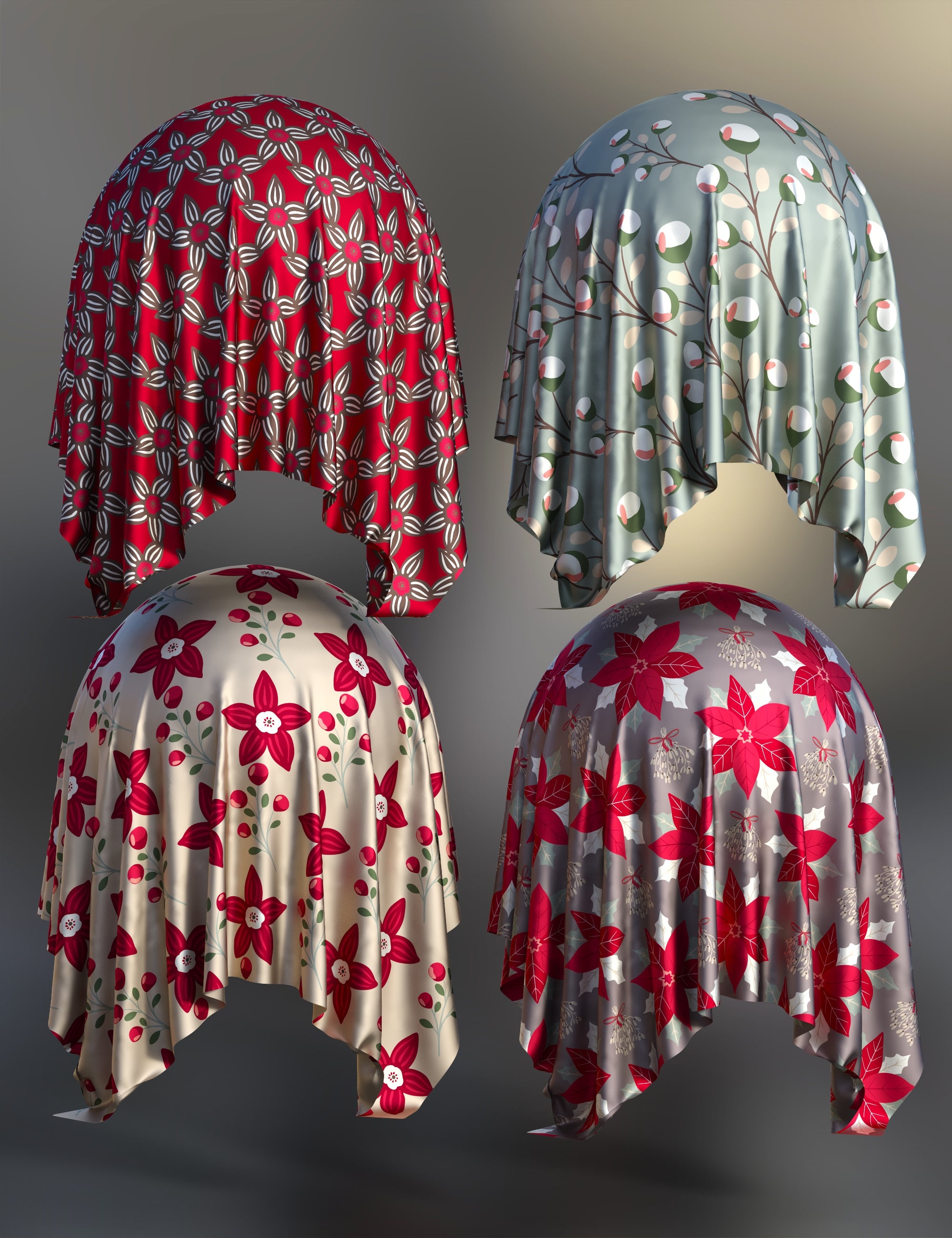 Magic Christmas Silk Fabric Iray Shaders and Merchant Resource | Daz 3D