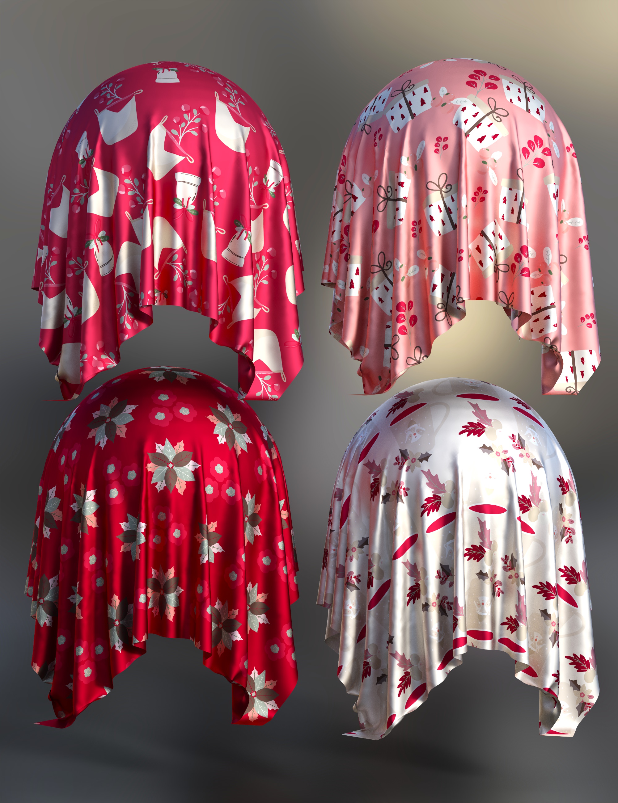 Magic Christmas Silk Fabric Iray Shaders and Merchant Resource | Daz 3D