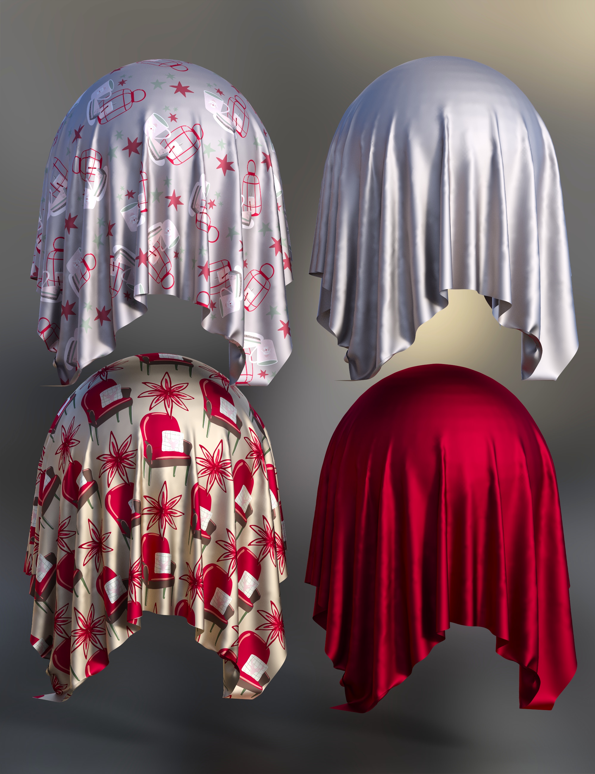 Magic Christmas Silk Fabric Iray Shaders and Merchant Resource | Daz 3D