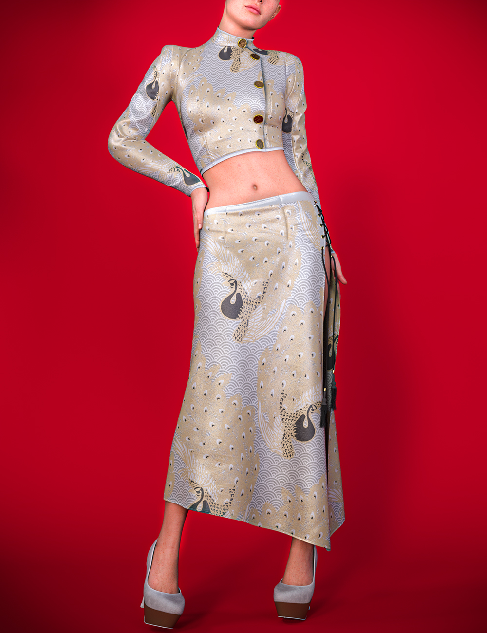 dForce Elegant Slit Skirt Outfit for Genesis 9 | Daz 3D
