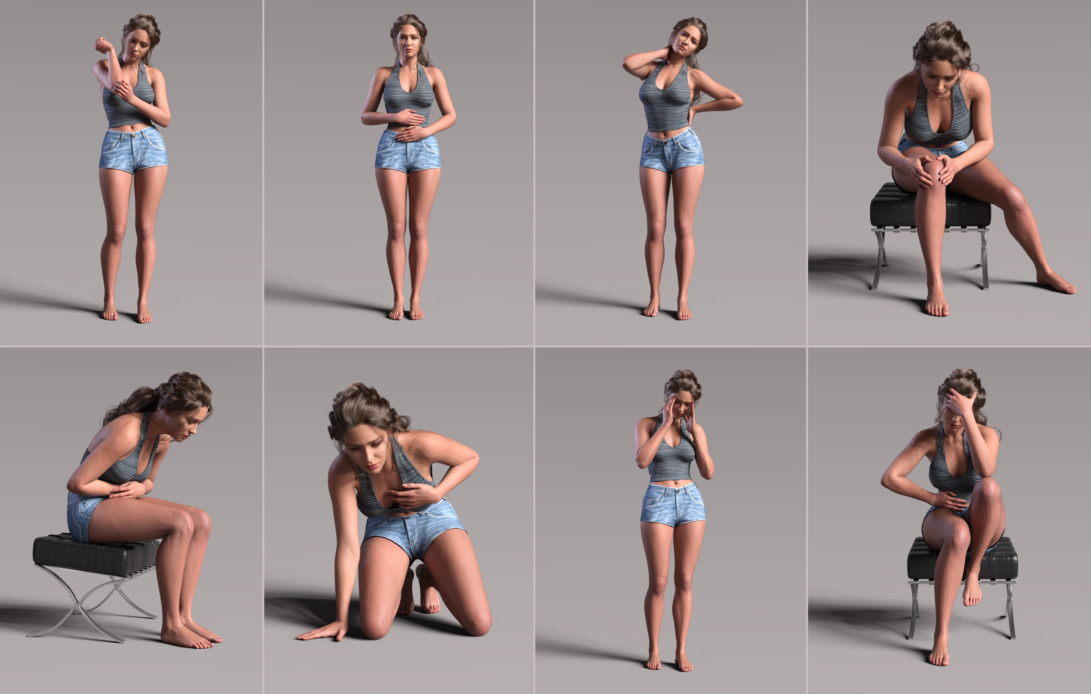 Z Hurt and In Pain Pose Mega Set for Genesis 9 and 8 Female | Daz 3D