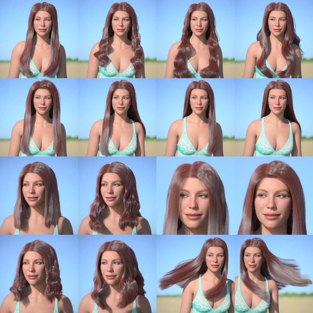 dForce LongGlam Hair for Genesis 9 | Daz 3D