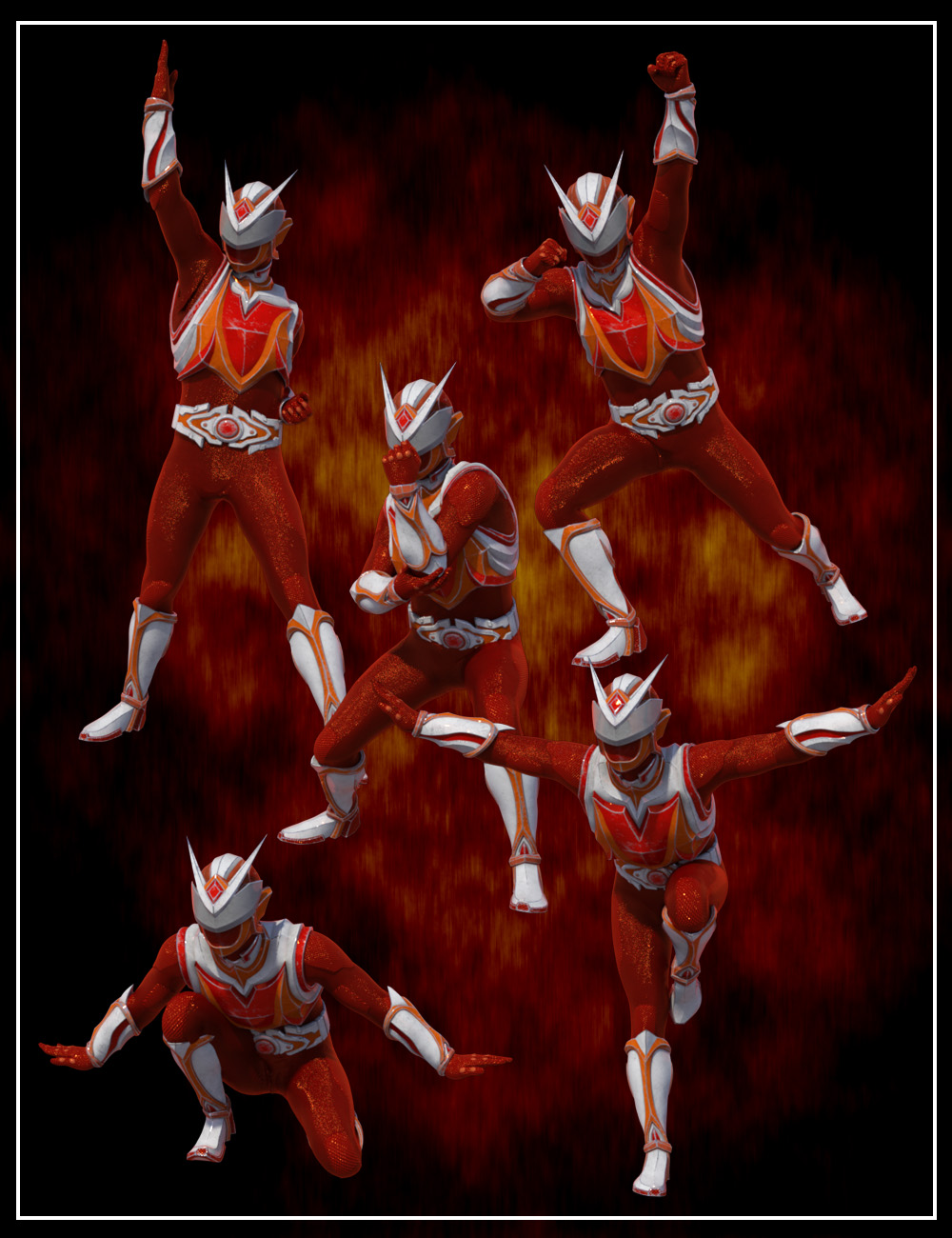 Sentai Poses for Genesis 9 and Victoria 9 | Daz 3D