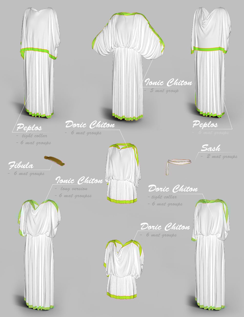 dForce Classical Chitons for Genesis 9 and 8 | Daz 3D