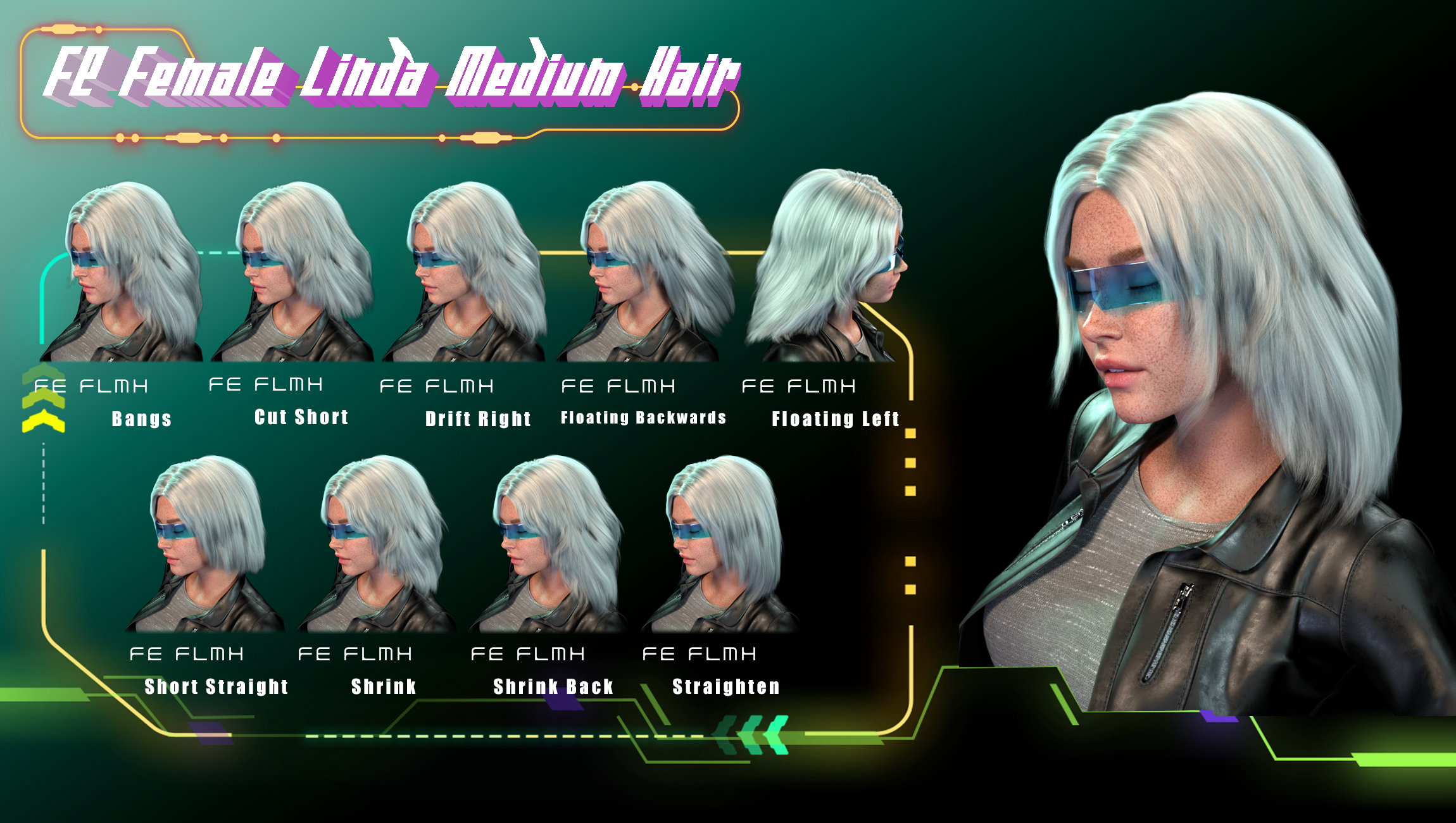 FE Female Linda Medium Hair for Genesis 8 and 8.1 Female | Daz 3D