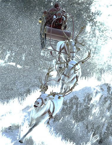Santa's Reindeer Poses for Reindeer, Sleigh, Reigns, and Nikolai 9 | Daz 3D