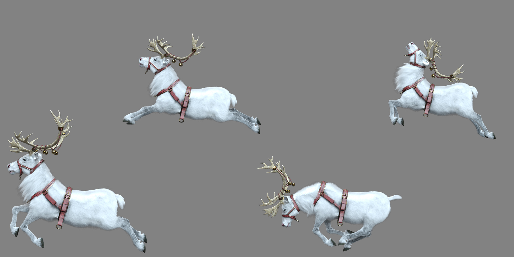 Santa's Reindeer Poses for Reindeer, Sleigh, Reigns, and Nikolai 9 | Daz 3D