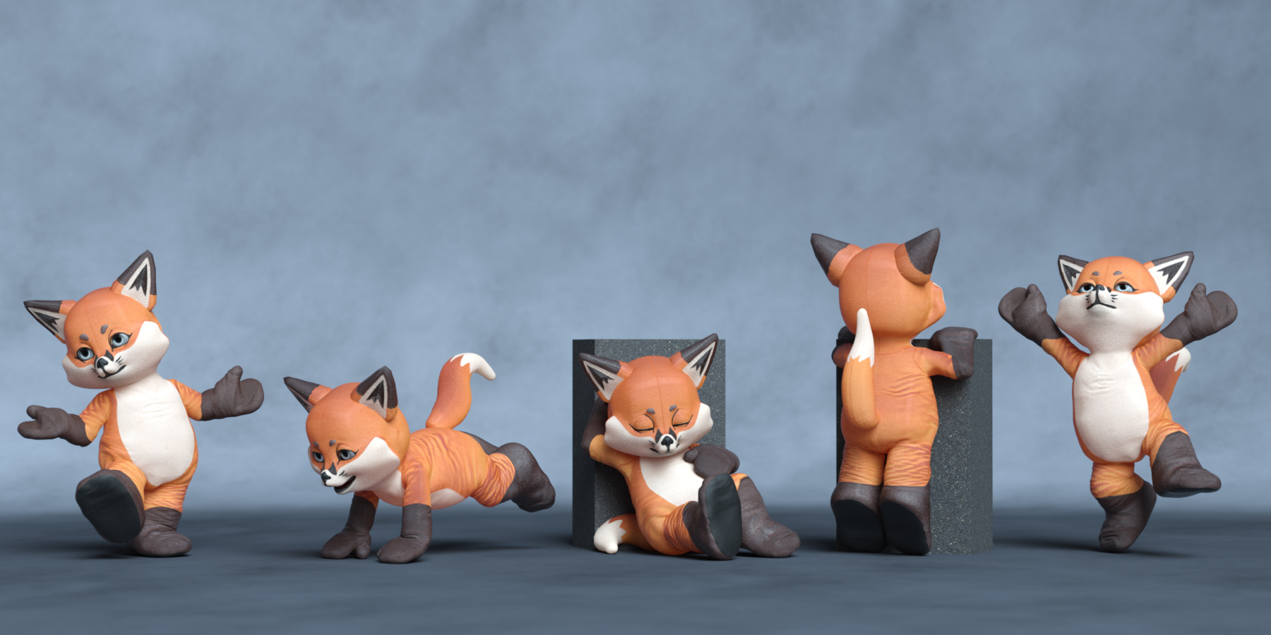 Red Fox Hierarchical Poses for FPE Plushies Foxxy | Daz 3D
