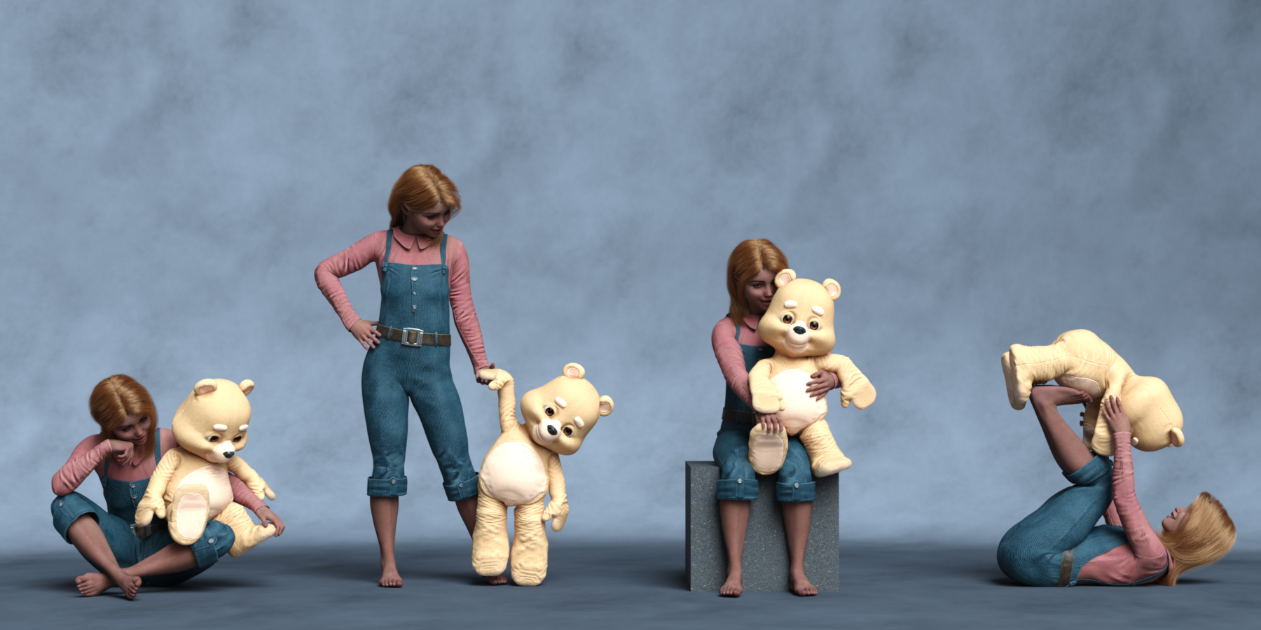 Hug a Teddy Poses for Teddy and Genesis 9 | Daz 3D