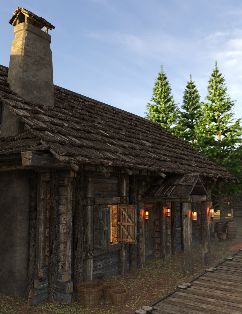 Wood Slat Houses 2 | Daz 3D