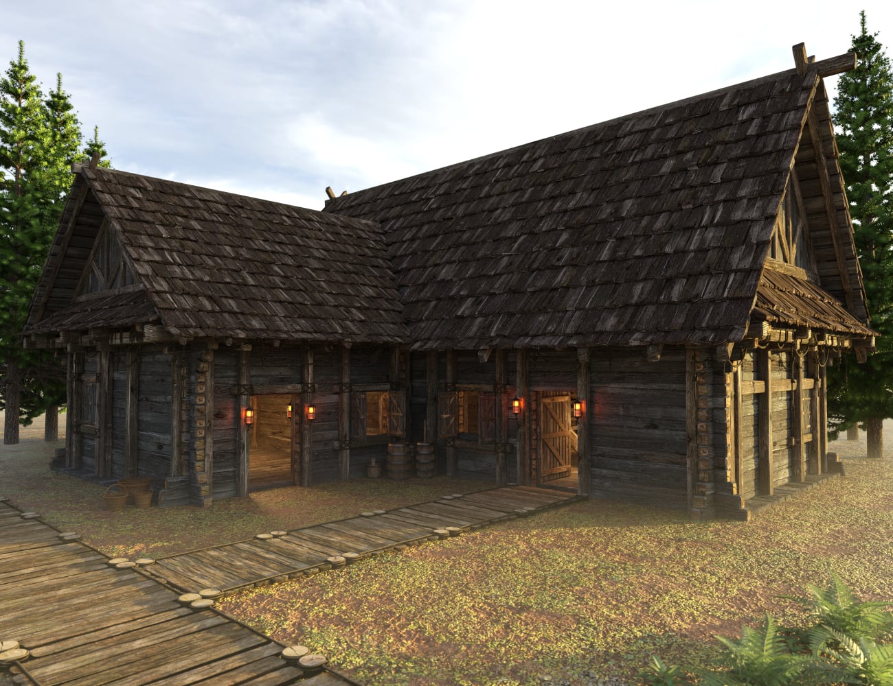 Wood Slat Houses 2 | Daz 3D