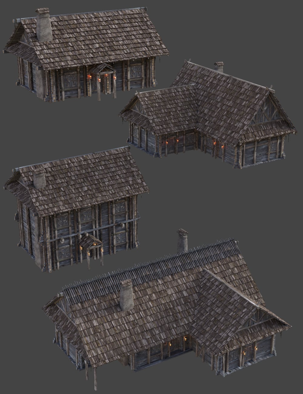 Wood Slat Houses 2 | Daz 3D