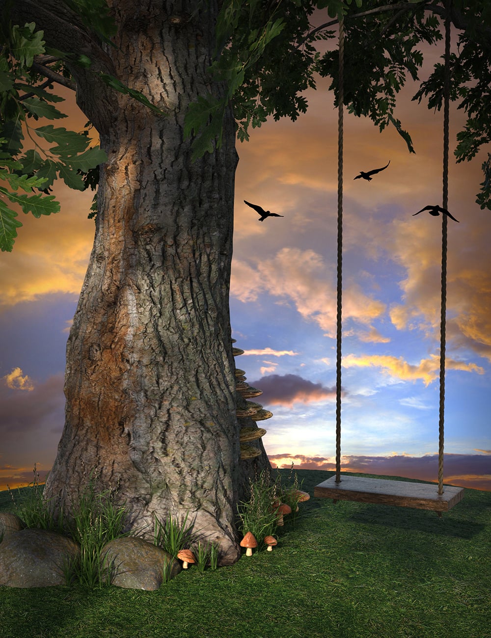 Red Oak Tree with dForce Leaves | Daz 3D